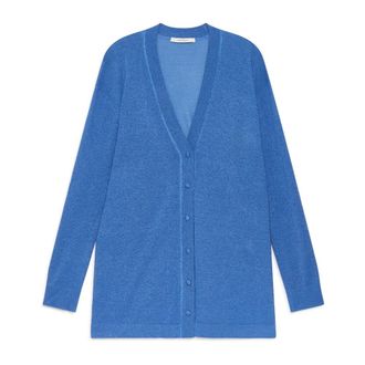 Maliparmi Maliparmi, Femme, Pulls, Bleu, Taille: 36 FR Cardigan Fluide Brillant Lurex