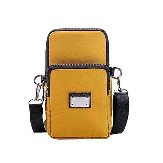 Generic Sac &agrave; bandouli&egrave;re polyvalent de couleur unie pour t&eacute;l&eacute;phone portable, sac &agrave; langer vertical pour adolescente, jaune, taille unique