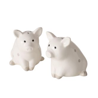 Boltze Streuer Lucky (2 TLG., Farbe Wei&szlig;, aus Porzellan, LxBxH: 6 x 7 x 7 cm, Form Schwein, F&uuml;llmenge 50 ml, Sp&uuml;lmaschinenfest, Salz- & Pfefferstreuer, Gew&uuml;r
