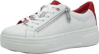 Tamaris Comfort Baskets Plateformes Femme avec Fermeture &eacute;clair Low Top, White/Red, 39 EU