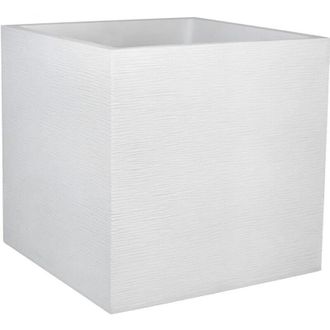 Eda plastique Bac a fleurs carre Graphit - 57 l - 49,5 x 49,5 x 49,5 cm - Blanc ceruse