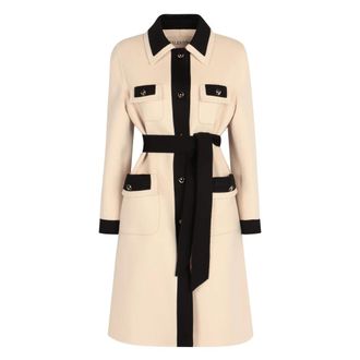 Valentino Garavani Wollkaschmirmantel G&uuml;rtel Taschen - - Coats - Damen - Beige - S