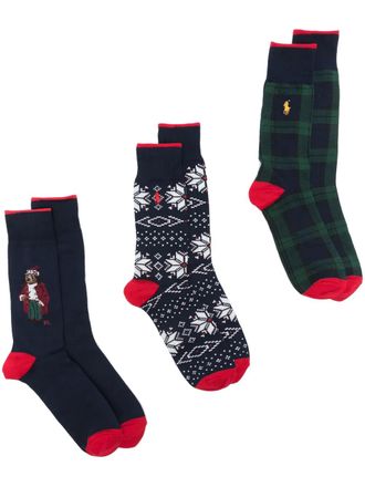 Polo Ralph Lauren Halbhohe Socken (3er-Set) - Blau