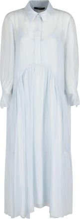 Seventy Femme, Robes, Bleu, Taille: 38 FR Robe Longue &agrave; Volants