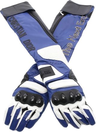 Dior gants longs en cuir (années 2020) - Bleu