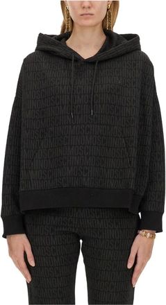Moschino Femme, Sweatshirts et sweats &agrave; capuche, Noir, Taille: 42 FR Felpa Logo