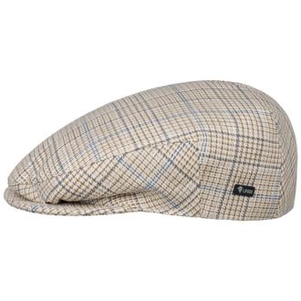 LIPODO Travello Flatcap Hellbeige Karierte Schieberm&uuml;tze &Uuml;berkaro-Design Made in Italy Herren Fr&uuml;hjahr Sommer Hellbeige 57 cm