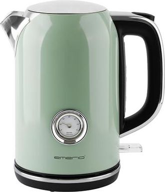 Emerio Wasserkocher Retro Style | 2200 Watt | 1.7 Liter | Edelstahlgeh&auml;use | Wasserstandsanzeige | Wassertemperaturanzeige | Kalkfilter | automatische Abscha