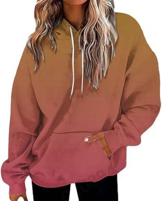 Generic Sweat &agrave; capuche surdimensionn&eacute; pour femme - Pull batik - D&eacute;grad&eacute; de couleurs - Veste &agrave; capuche - Loisirs - Sport - Manches longues - D&eacute;contract&eacute; - Cou