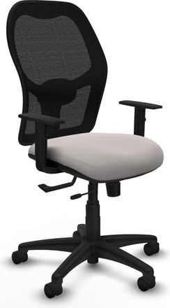 Piqueras y Crespo Wei&szlig;er Schreibtischstuhl mit 1D-Armen, h&ouml;henverstellbare Lendenwirbelst&uuml;tze, ausgestattet mit Syncro/Traslack und Schneideschaum, Schwarz/Wei&szlig;