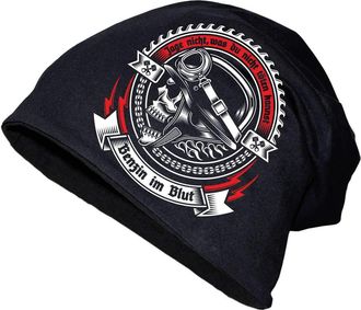 Spass Kostet Herren M&auml;nner Long Beanie M&uuml;tze Biker Motorrad MC Streetfighter Oldschool Rocker