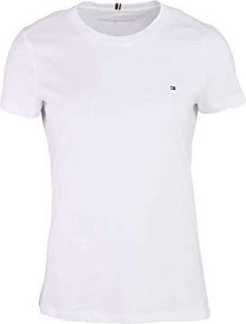 Tommy Hilfiger T-Shirt Manches Courtes Femme Heritage Col Ras-du-Cou, Blanc (Classic White), XL