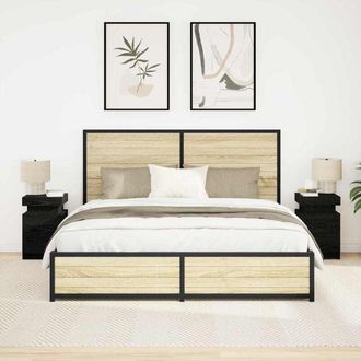 vidaXL Meuble de chevet avec tiroir 2 pcs Chêne noir 35 x 39 x 55 cm vidaXL