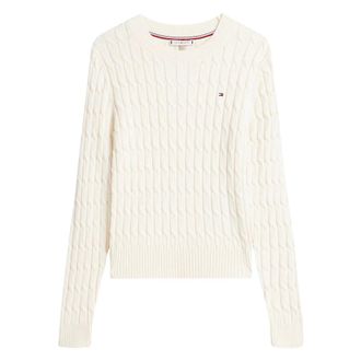 Tommy Hilfiger Femme, Pulls, Blanc, Taille: 42 FR CO Cable Mid GG C-Nk LS SWT