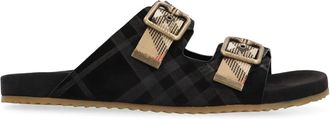 Burberry Homme, Chaussures, Noir, Taille: 42 EU Check Suede Urchin Sandales