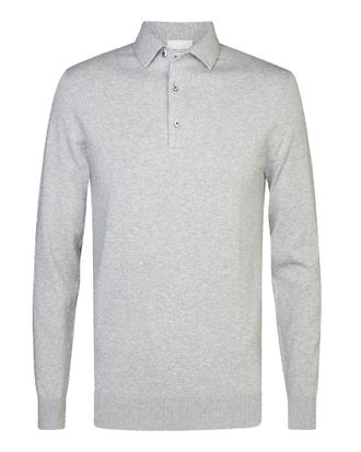 Profuomo Langarm-Poloshirt aus TENCEL und Seide in