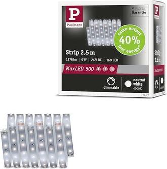Paulmann 71239 MaxLED 500 LED Strip Neutralwei&szlig; Einzelstripe 2,5m 9W 550lm/m 64 LEDs/m 4000K