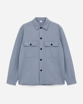 Arket Overshirt Aus Baumwolle Und Leinen -Blau