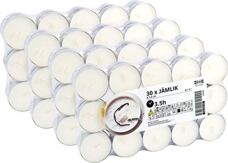 IKEA Ikea Jamlik Duft-Teelichter, Vanille und warme Milch, 3,5 Stunden, 3,8 cm, Hellbeige, 120 Stück