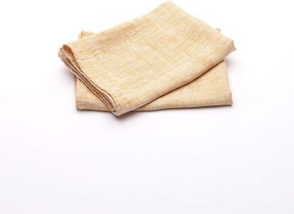 LinenMe Set mit 2 Geschirrtuch Leinen 100%, 46x65 cm Francesca - Leinentuch mit Aufhänger - Geschirrtücher & Küchentücher in Gold gestreift, Hergestellt in Li