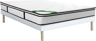 Vente-Unique Set 160 x 200 cm - Boxspringbett + Taschenfederkernmatratze 7 Zonen mit integriertem Topper und Bambusbezug 23 cm - TAREVO von NATUREA