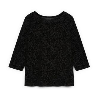 Fiorella Rubino Femme, Tops, Noir, Taille: 40 FR T-shirt en jersey avec imprim&eacute; de dentelle en relief