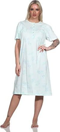 Normann &Eacute;l&eacute;gante chemise de nuit victorienne f&eacute;minine &agrave; manches longues avec patte de boutonnage au niveau du cou, Turquoise clair, Medium