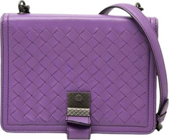 Bottega Veneta Sac bandouli&egrave;re en nappa tress&eacute; Pre-owned - Femme - Pre-owned - Violet - Taille: ONE Size
