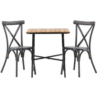 ebuy24 Holmbeck Gartenset Tisch, 2 St&uuml;hle natur,dunkel grau