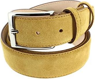 Tony & Paul Ceinture en daim. ALASKA, Cuir. Jaune Paille - Uni - FABRIQUE EN ITALIE. L 95-110
