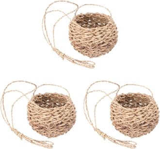 Amosfun H&auml;ngeampel F&uuml;r Pflanzen Aus Hanfseil 10X10X10.6 Zoll Mini Korb H&auml;ngend F&uuml;r Zimmerpflanzen Obst Gem&uuml;se Innenbereich Vielseitige Aufbewahrung Und Dekora