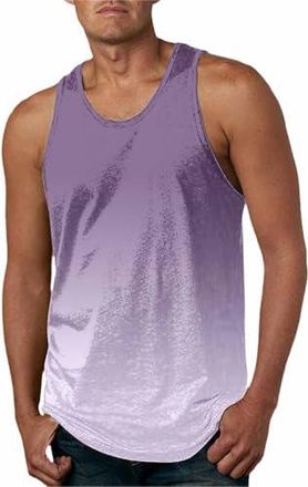 Generic DENGJIAMY D&eacute;bardeur d&eacute;grad&eacute; pour homme, grande taille, col en U, chemises d&eacute;contract&eacute;es pour les vacances, la plage, chemises hawa&iuml;ennes sans manches 