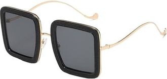 Generic Lunettes De Soleil Tendance &Agrave; Monture Carr&eacute;e En M&eacute;tal, Grand Format, For Hommes Et Femmes, Id&eacute;ales For Les Photos En Ext&eacute;rieur Lors De F&ecirc;tes.(Black)