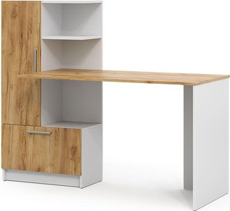 Vicco Schreibtisch Tomy, Arbeitstisch für das Büro, Weiß/Goldkraft Eiche, 150 x 59 cm