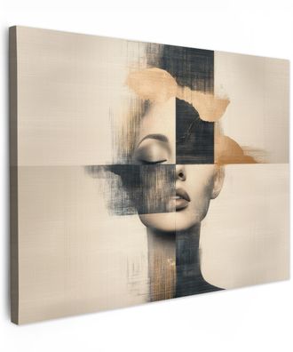 MuchoWow &copy; Wandbilder 40x30 cm Wohnzimmer Wanddeko Schlafzimmer Zimmerdeko Wandgem&auml;lde Zimmer Deko auf Wand Dekoration Wall Art Gold - Frau - Rechtecke