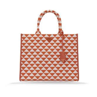 Prada Handtasche mit Dreiecksmuster und Lederelementen - - Bags - Damen - Mehrfarbig - ONE SIZE