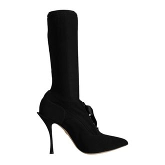 Dolce & Gabbana Schwarze Schn&uuml;rstiefel bis zur Mitte der Wade - - Shoes - Damen - Schwarzk - 37 EU