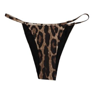Dolce & Gabbana Leopard Triangle Tanga Panty Unterw&auml;sche - - Underwear - Damen - Braun - M