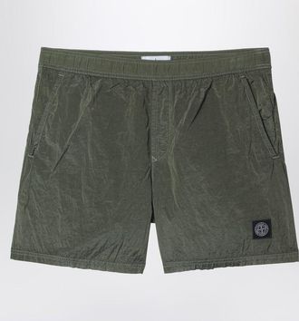 Stone Island Military green nylon swim shorts