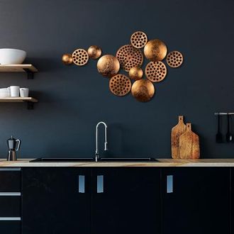 Hanah Home Handmade Decorative Metal Wall Accessory, Copper Color, 45 x 82 cm | 100% Metal (1.5 mm) | Unique Hand-Painted Design, Perfect for Home Decor