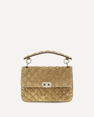 Valentino Garavani Medium Rockstud Spike suede Top Handle Bag Female UNI