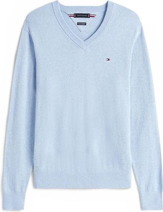 Tommy Hilfiger Leichter Pullover mit Kaschmir und V-Ausschnitt in
