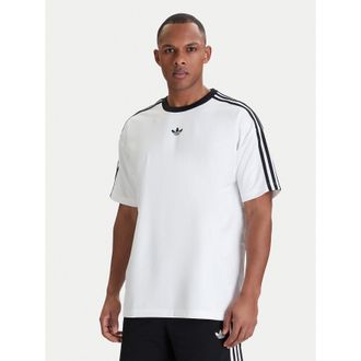 adidas T-Shirt adicolor Jacquard KD5829 Wei&szlig; Loose Fit
