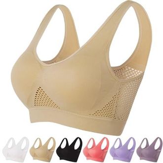 Generic Visulong Soutien-gorge de sport respirant et respirant pour femme, r&eacute;glable, sans fil, confortable, anti-affaissement des seins, Couleur chair, 4XL