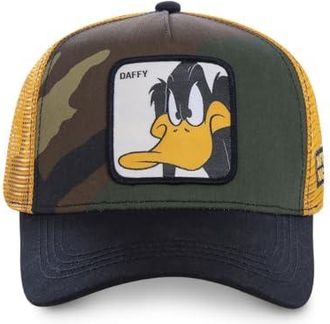 Capslab Casquette Homme & Femme Daffy, Casquette Trucker, Looney Tunes, Athlétique et Durable, Vert, Noir, Jaune, Blanc, Taille TU