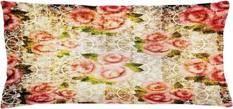 Abakuhaus Retro Kissenbezug, Psychedelische Blumenmotiv, Beidseitiges Digitaldruck mit Reißverschluß Farbfest Pflegeleicht und Waschbar, 90 x 40 cm, Creme Grün 