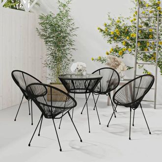 vidaXL 5-tlg. Garten-Essgruppe Schwarz - Vidaxl