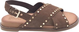 Inuovo Inuovo, Femme, Chaussures, Brun, Taille: 37 EU Sandale Plate Crois&eacute;e en Daim