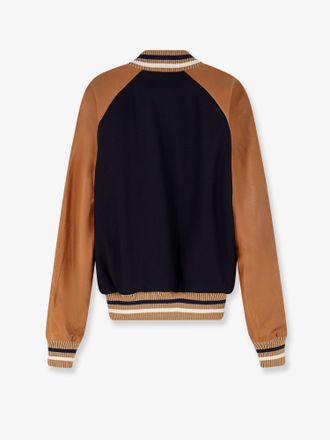 Dsquared2 Mens Varsity Wool And Leather Bomber Blue Virgin Jacket