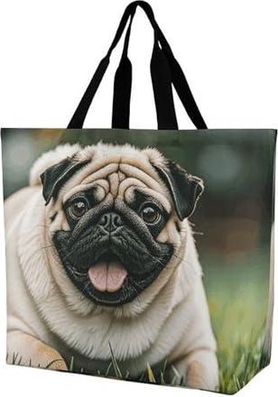 Generic Chiens Carlins Sac A Main Femme Pliable Tote Bag D&eacute;contract&eacute; Sac Fourre-Tout Pour Plage Universit&eacute; Gym